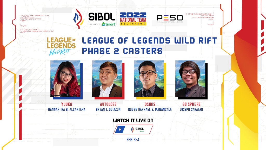 SIBOL Wild Rift National Team Selection Men's Division: Schedule, teams ...